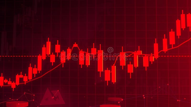 Red Candlestick Chart Showing Financial Growth Stock Illustration ...