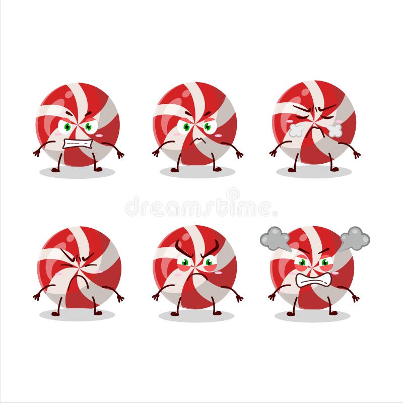 Red Candy Cartoon Character with Various Angry Expressions Stock ...