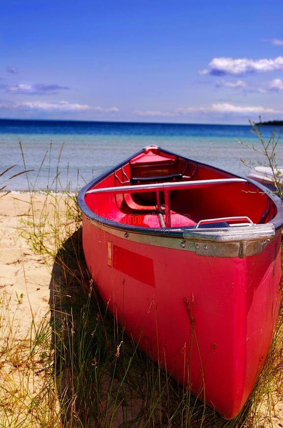 Red canoe stock photo. Image of exercise, island, camp - 2672022