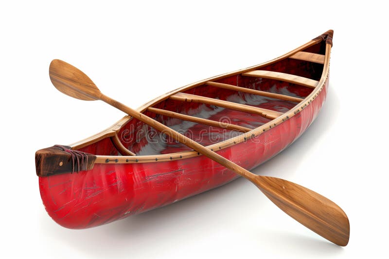 Red Canoe with Oars on White Background Stock Illustration ...