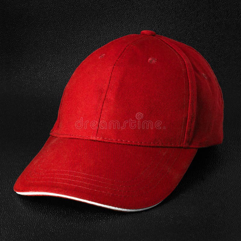 Red Cap Dark Background. Template of Baseball Cap in Side View Stock ...