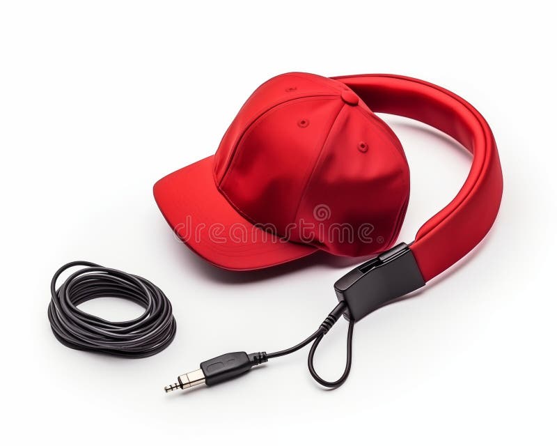 Red Cap with Integrated Headphones Stock Illustration - Illustration of ...