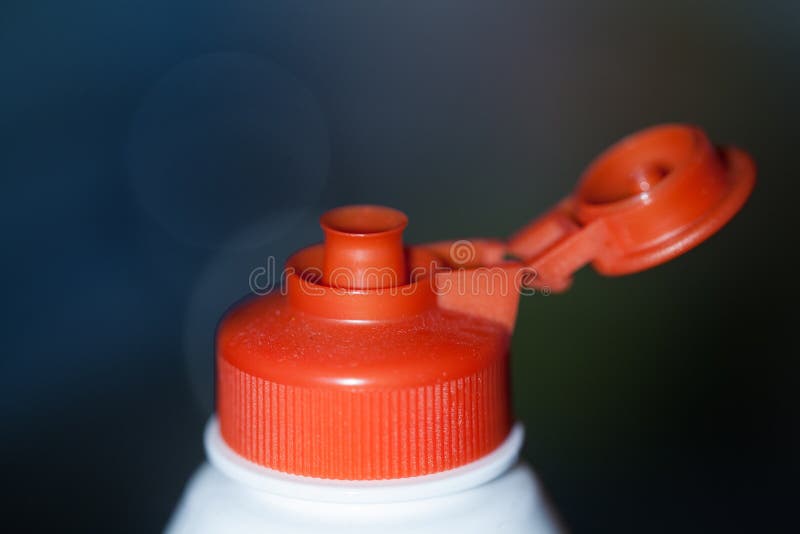 Red Cap Open on the Bottle with the Cleaning Solution Stock Photo ...