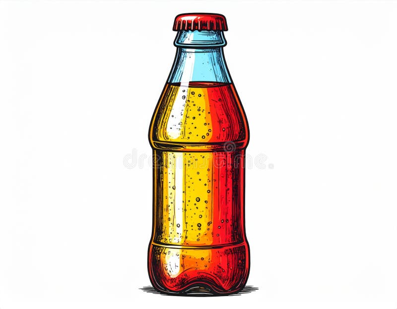 Red Cap Soda Bottle Illustration Stock Illustration - Illustration of ...