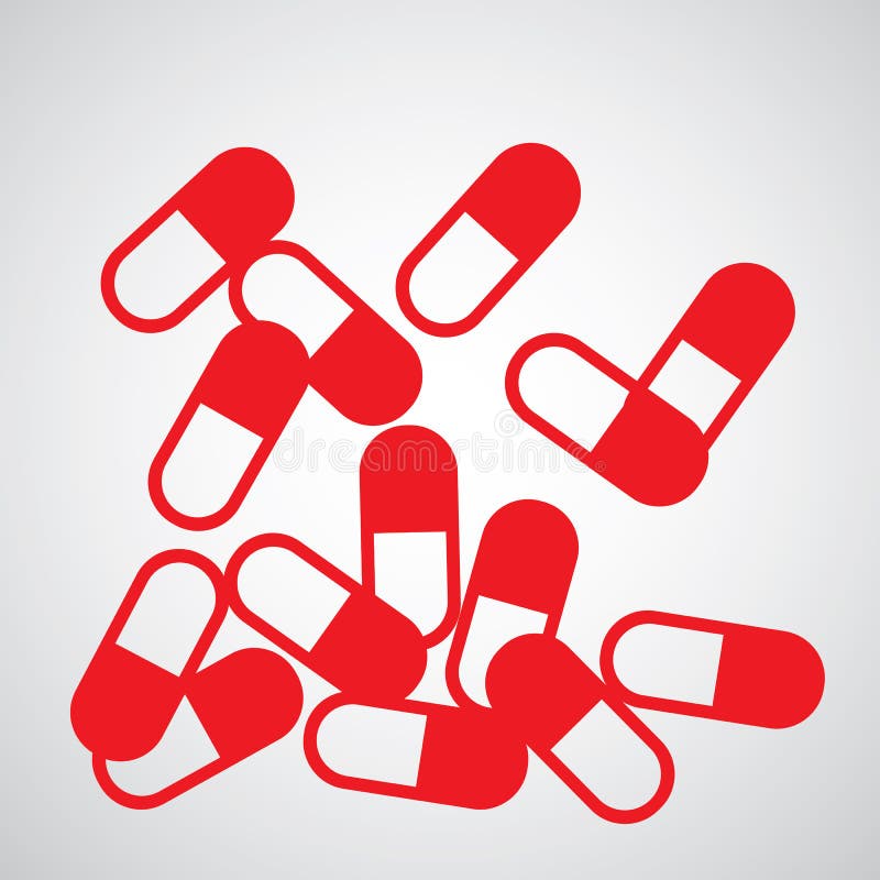 Red capsule icon stock vector. Illustration of drug, addiction - 73181791