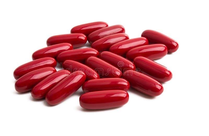 Red capsule isolated stock photo. Image of treatment - 144514408