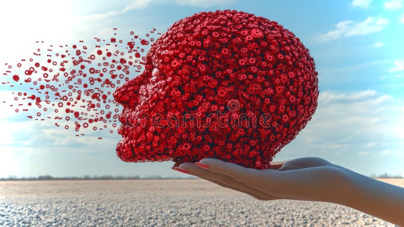 Red Capsule Surrounded by Gears Held in Hand Representing Innovation ...