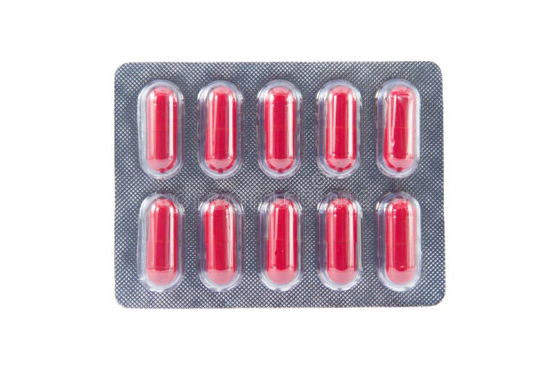 Red Capsule in Transparent Blister Pack Stock Photo - Image of narcotic ...