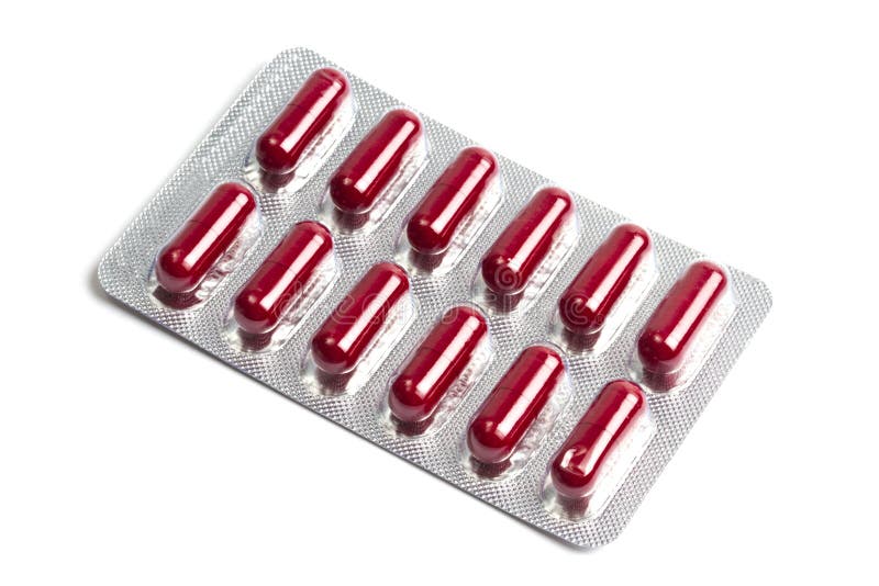 Red Capsules Packed in Blister Stock Image - Image of hospital, illness ...