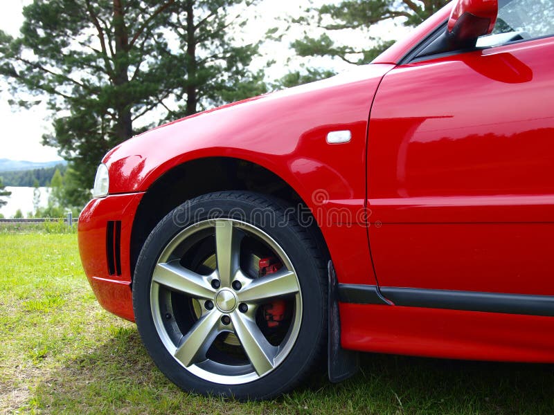 RED CAR stock image. Image of corner, front, carry, fast - 14982991