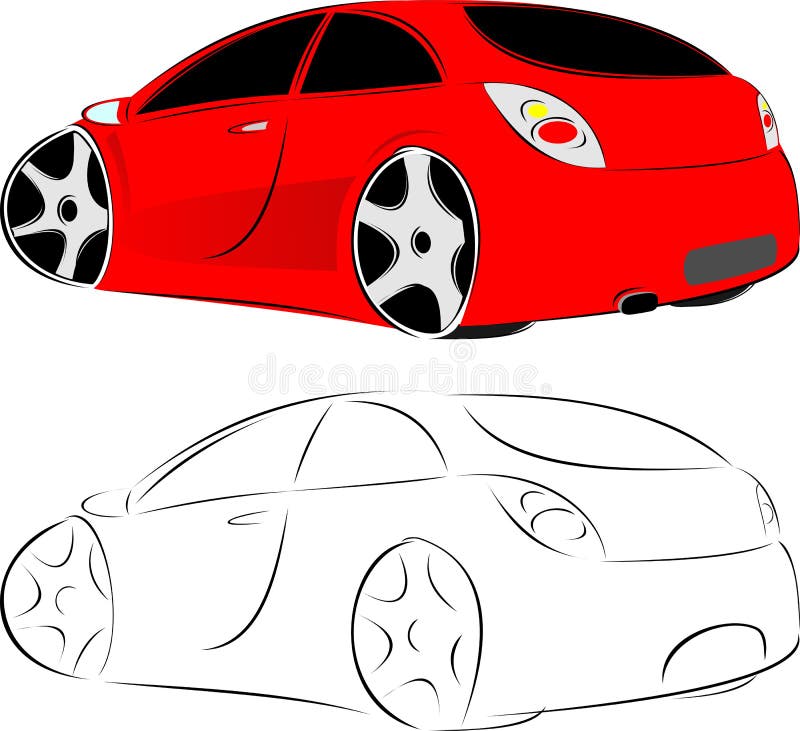 Red car stock vector. Illustration of outlines, auto, sketch - 5048907