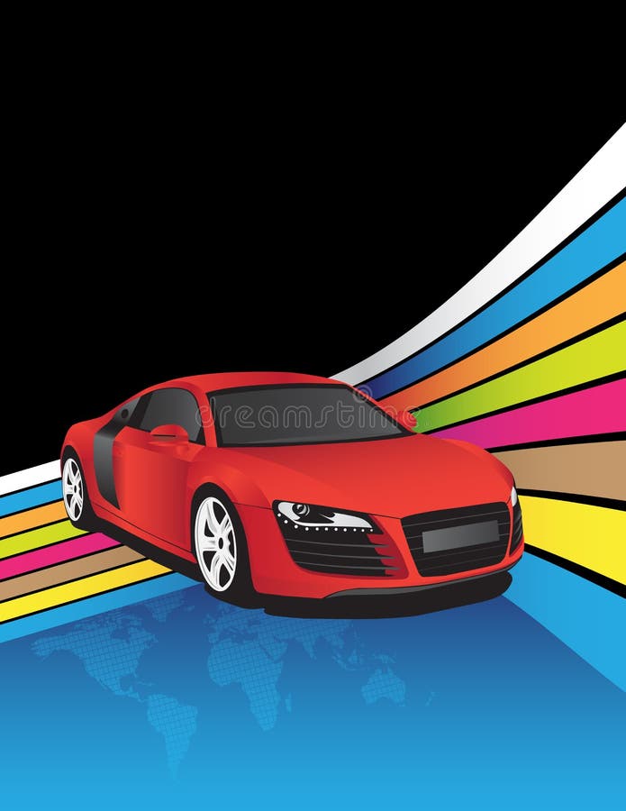 Red car stock vector. Illustration of color, ornate, drawing - 7292059