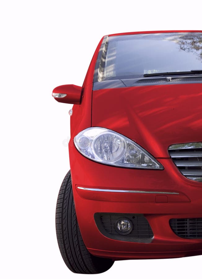 Small Red Compact Car - Front Closeup View Stock Photo - Image of ...