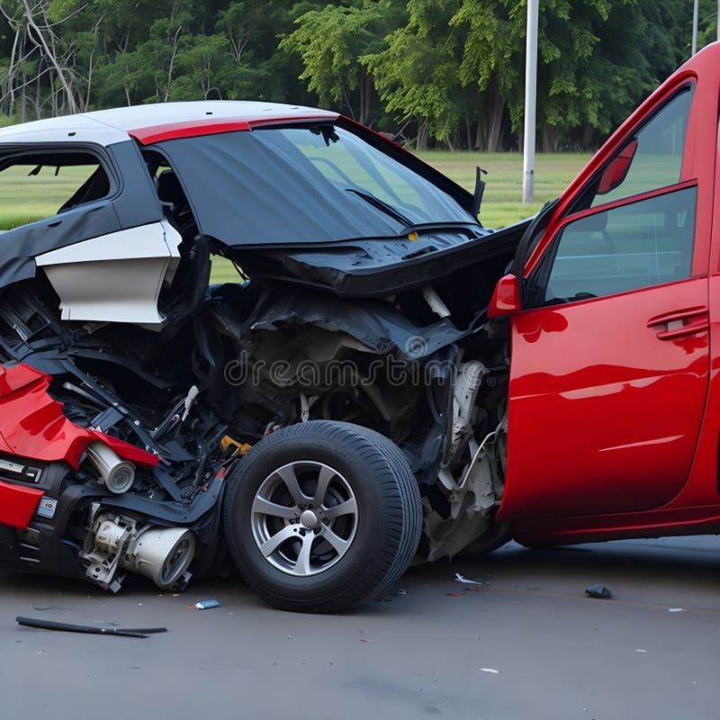 Red Car Accident or Crash on the Road with Another Car Stock ...