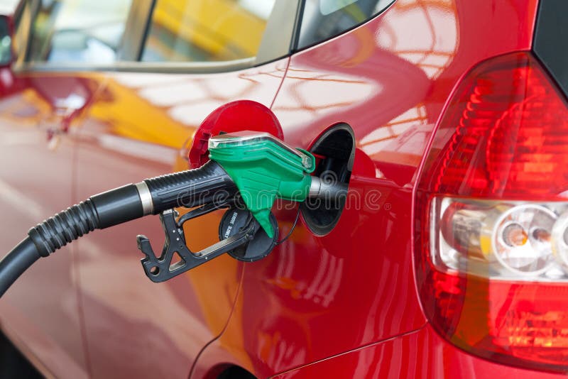 Red Car Being Filled with Fuel Stock Image - Image of cover, ethanol ...