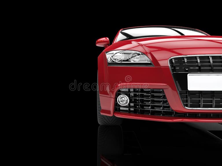 Red Car on Black Background Cut Stock Illustration - Illustration of ...
