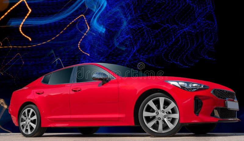 Red Car on a Black Background. Editorial Stock Photo - Image of shiny ...
