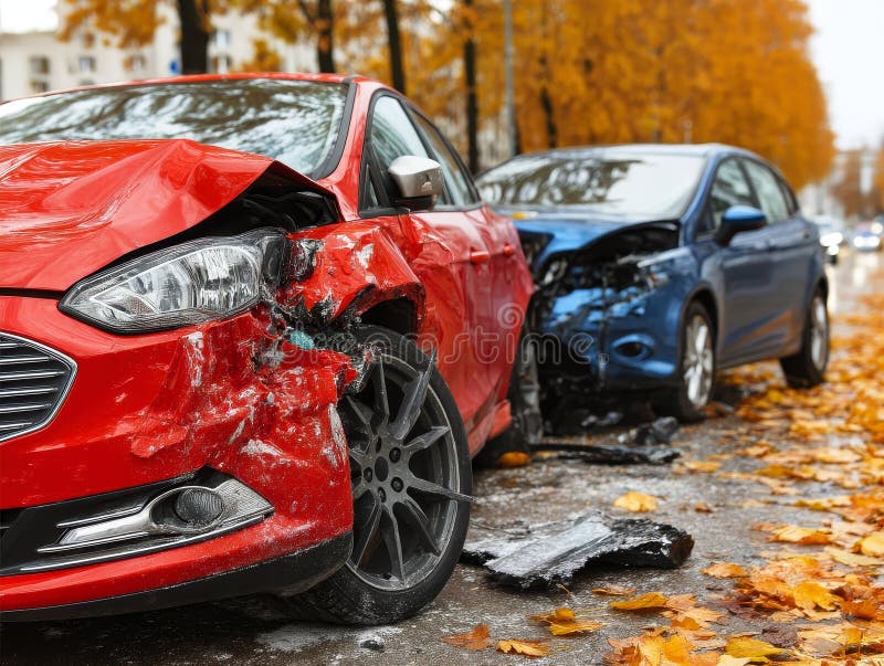 Red Car and Blue Car is an Accident Occurred of Crash. Concepts of Car ...