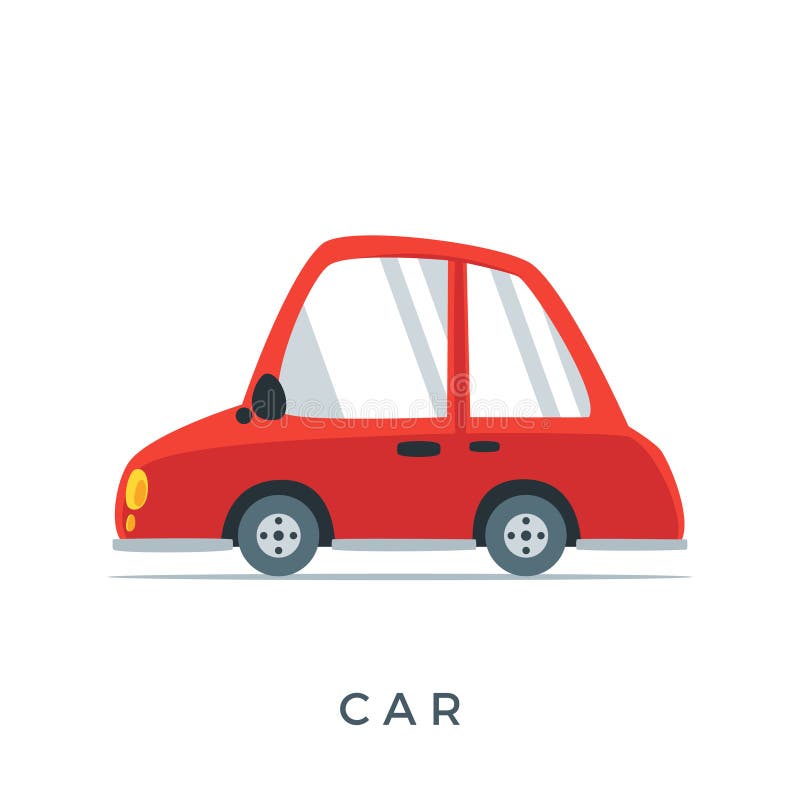 The Red Car. Cartoon Illustration Stock Illustration - Illustration of ...