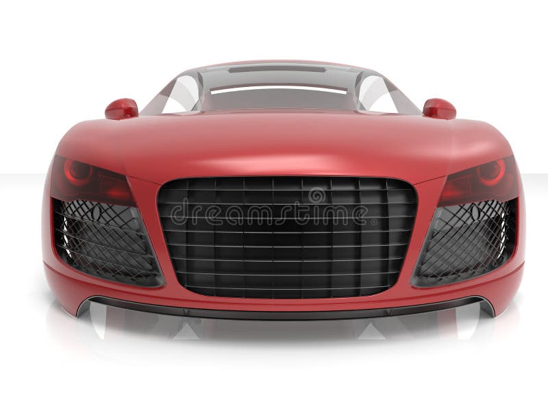 Red 3D Race Car Front View On Black Background Stock Illustration ...