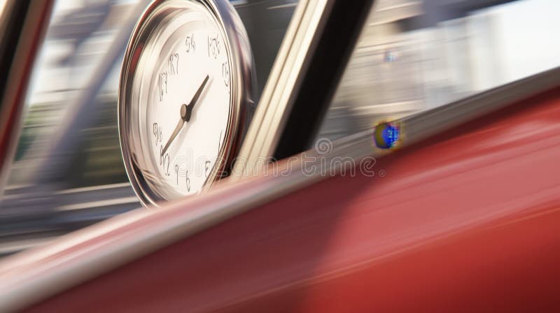 A Red Car with a Clock on the Dashboard Stock Illustration ...