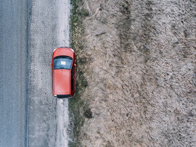 Red Car on Country Road in Spring Time. Stock Photo - Image of freedom ...