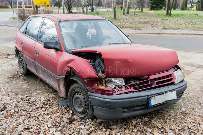 Red Car crash stock image. Image of automobile, collision - 88882409