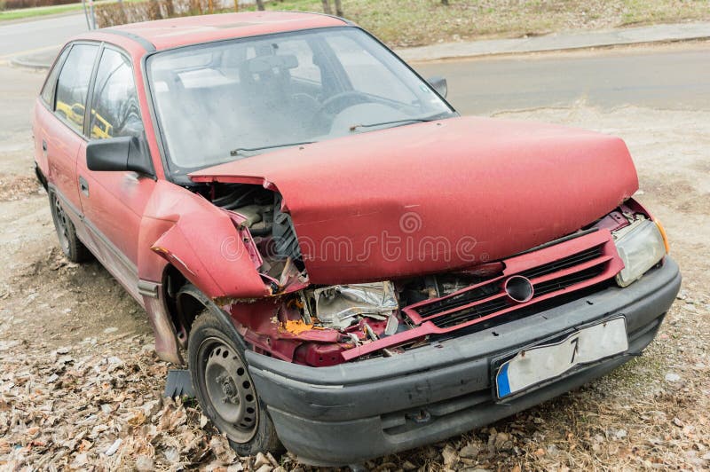 Red Car crash stock image. Image of hood, damage, injury - 88882489