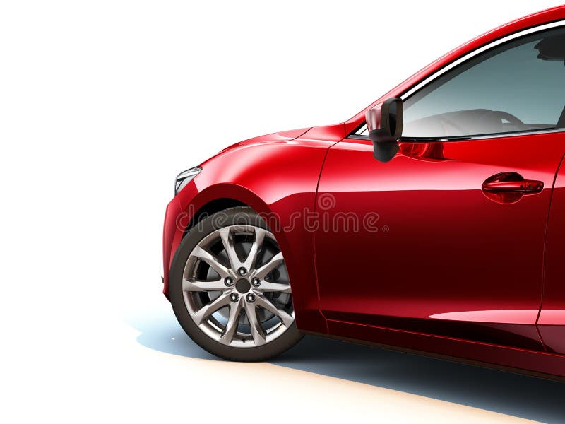 Red Car - Cropped Shot Isotlated on White Stock Image - Image of ...