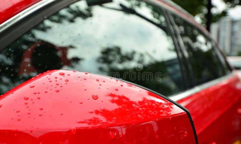 Red car (detail mirrors) stock image. Image of sports - 58185405