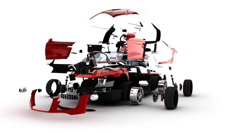 Exploded transparent car stock illustration. Illustration of style ...