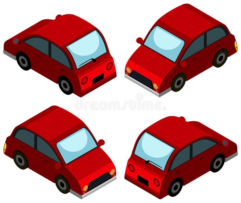 Red Car Four Different Angles Stock Illustrations – 4 Red Car Four ...