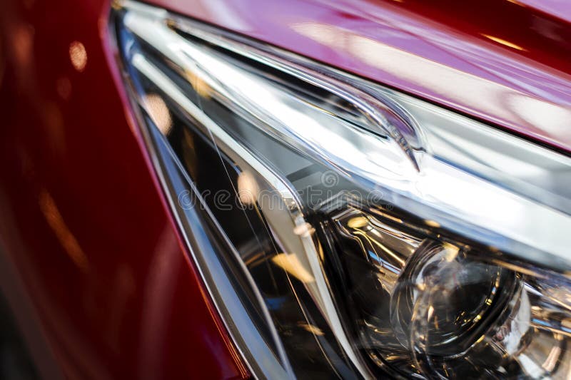 Red car front light stock photo. Image of classic, concept - 117367326