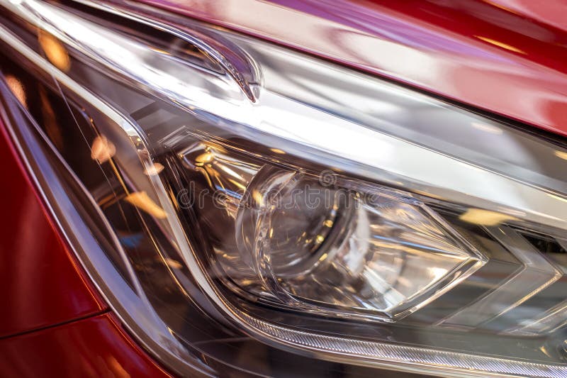 Red car front light stock image. Image of sport, classic - 117367327