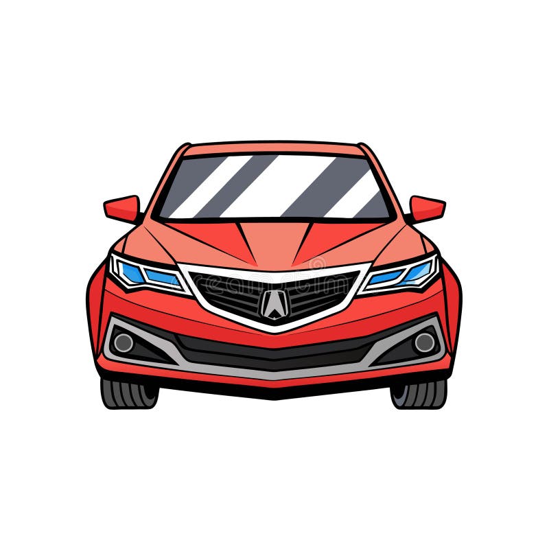 Red Car Front View Cartoon Style Illustration Stock Illustration ...