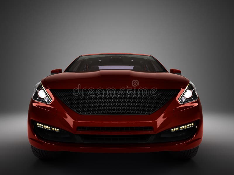 Red Car Front View 3d Render on Gradient Stock Illustration ...
