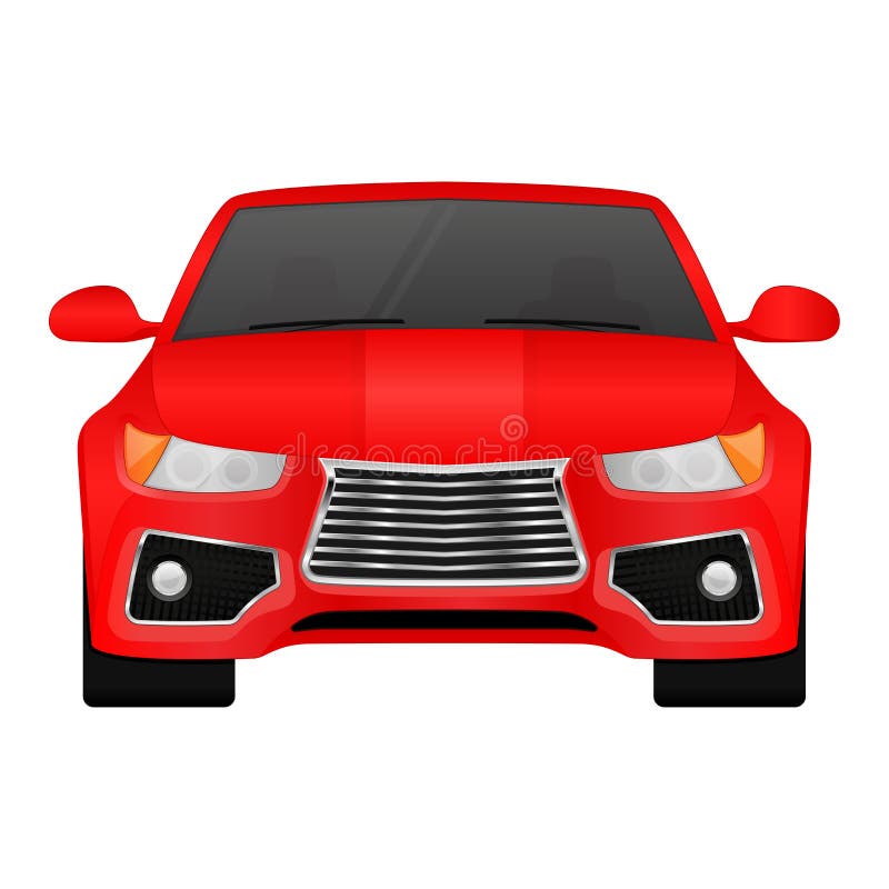 Red car. Front view stock vector. Illustration of vector - 166461268