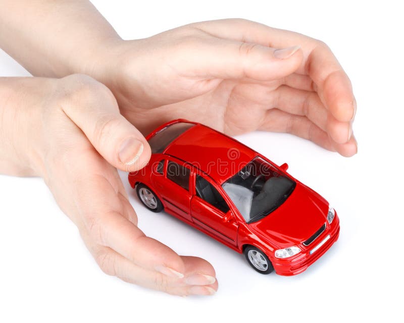 Red car in hands stock image. Image of preservation, safe - 8610935