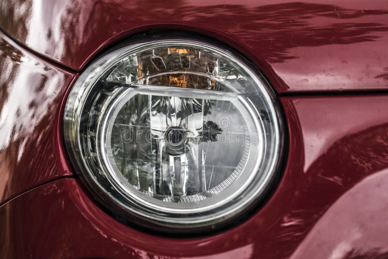 Red Car Headlights Close Up Stock Photo - Image of industry ...