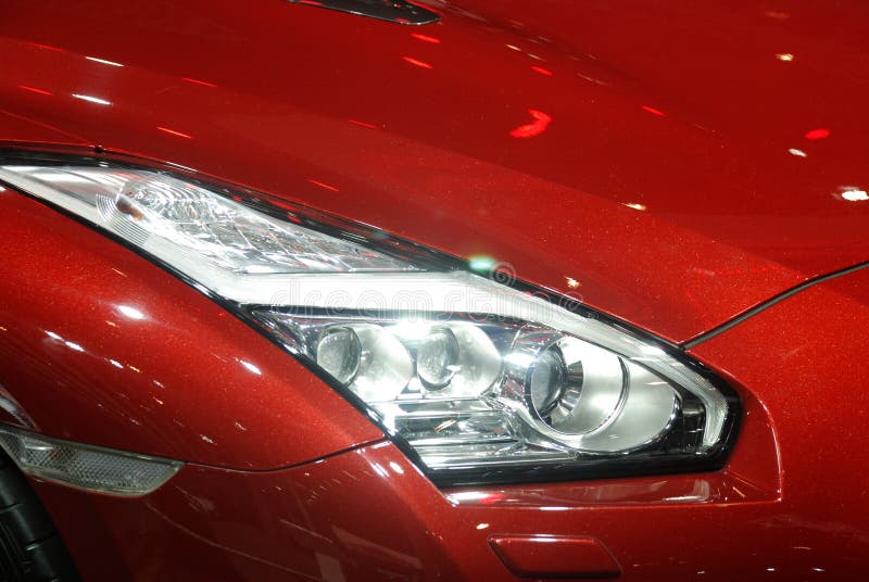 Red car headlights stock image. Image of concept, bright - 107688535