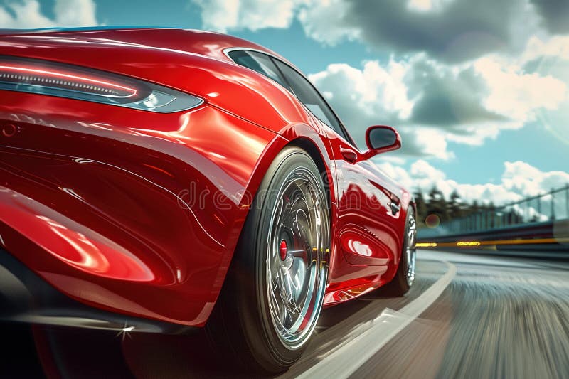 Red Car on High Speed with Motion Blur. Generative AI. Stock ...