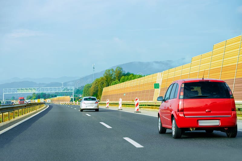 Red Car on the Highway Road Slovenia Stock Image - Image of countryside ...