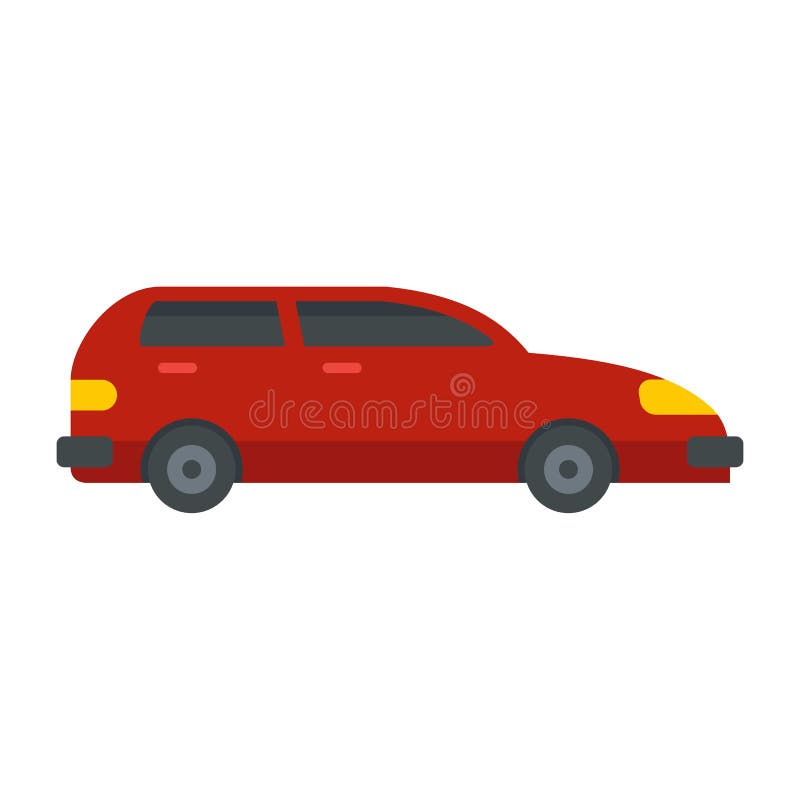Red car icon, flat style stock vector. Illustration of transportation ...
