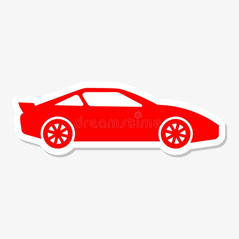 Red Car icon sticker stock illustration. Illustration of print - 84417567