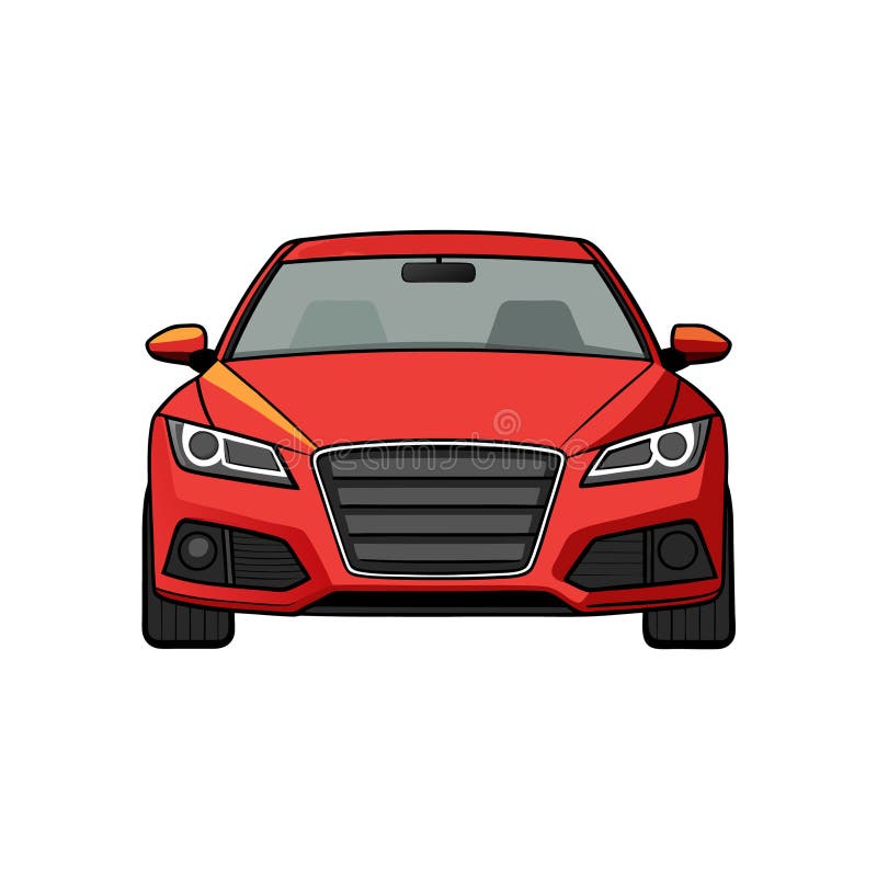Modern Red Car Front View Cartoon Illustration Stock Illustration ...