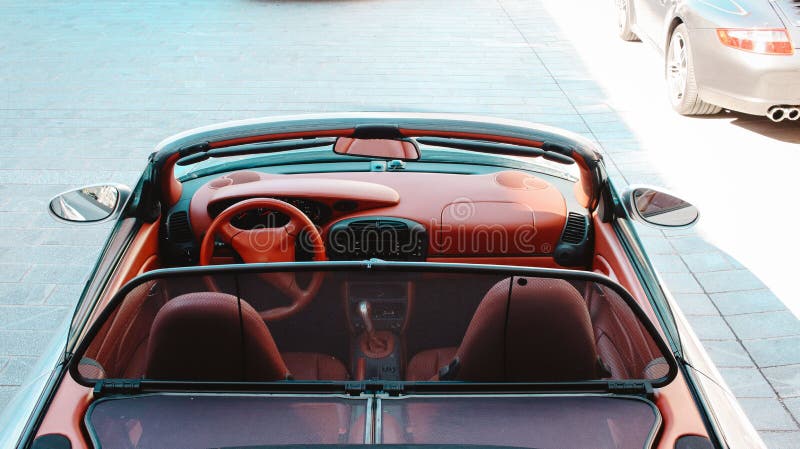 Red Car Interior with a Roof Down Stock Photo - Image of modern ...