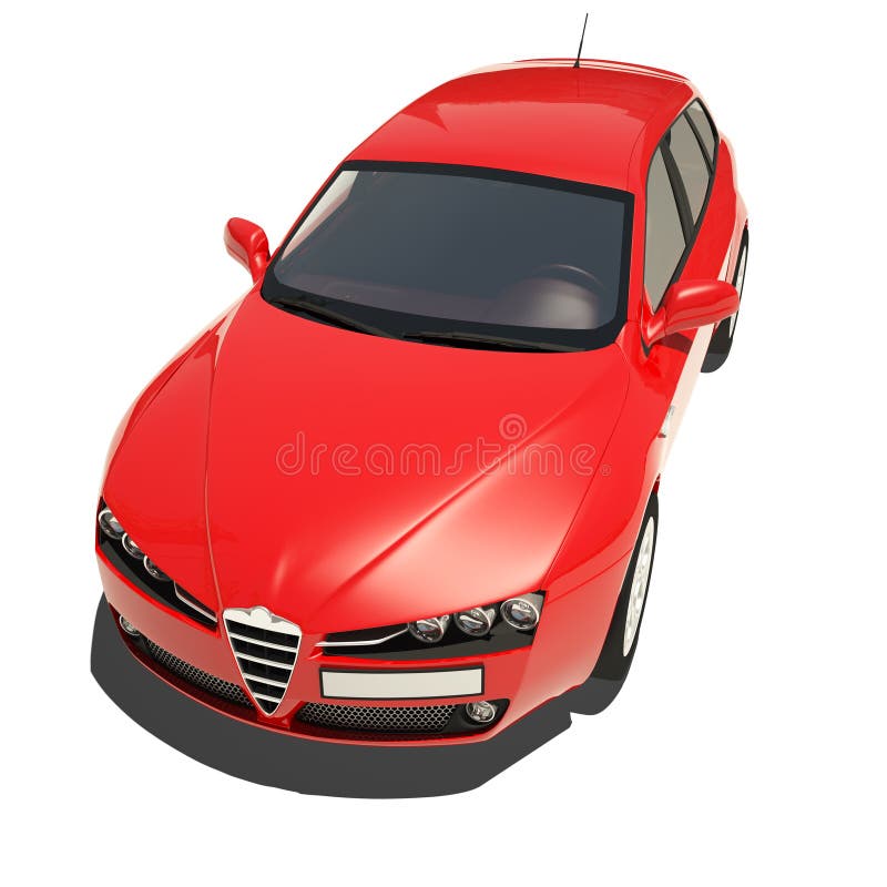 Red Car Isolated on White Background Stock Illustration - Illustration ...