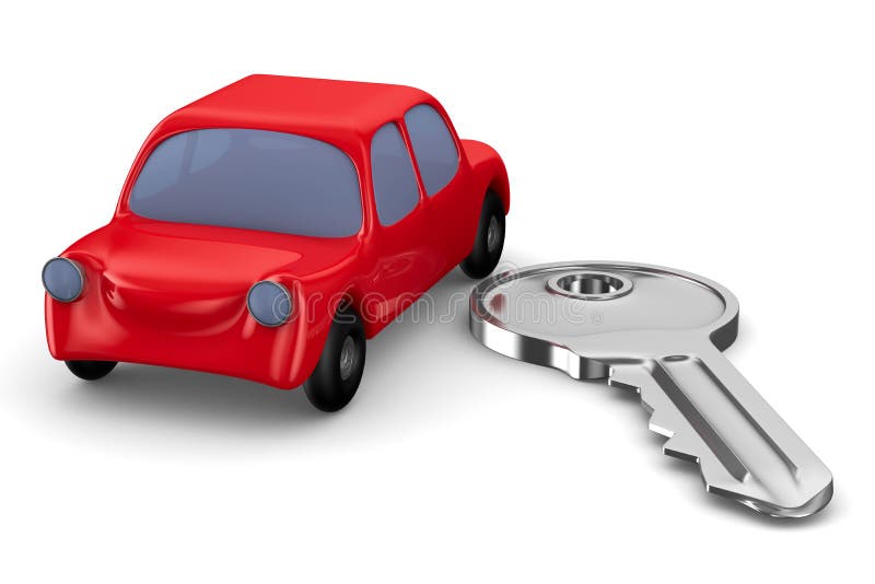 Red Car and Key on White Background Stock Illustration - Illustration ...