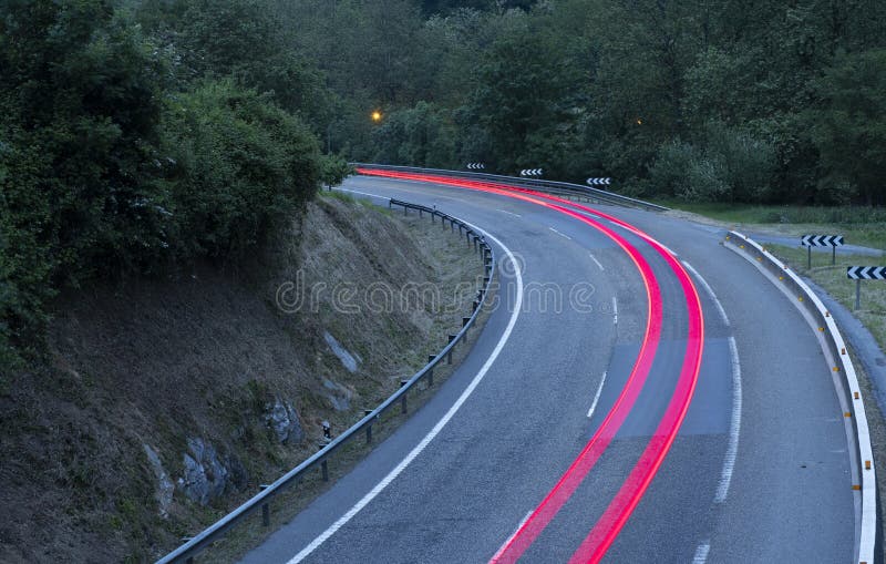 Red Car Lights on the Freeway at Night Stock Image - Image of travel ...