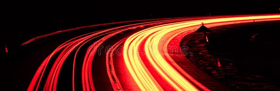 Red Car Lights at Night. Long Exposure Stock Image - Image of night ...